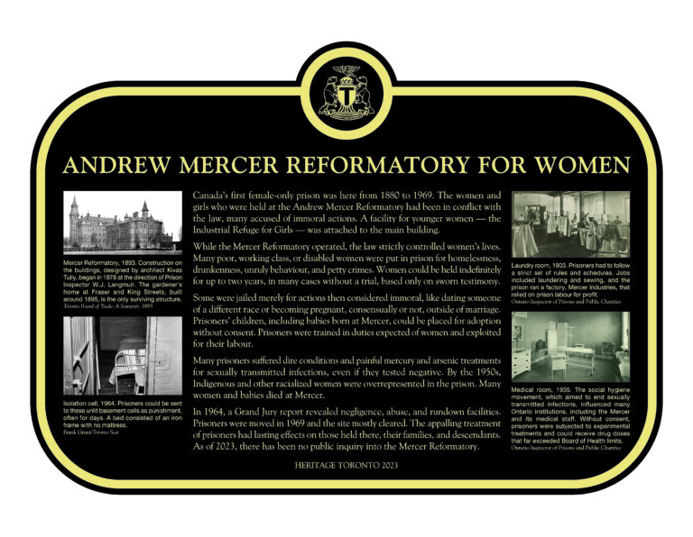 Heritage Plaque - Andrew Mercer Reformatory